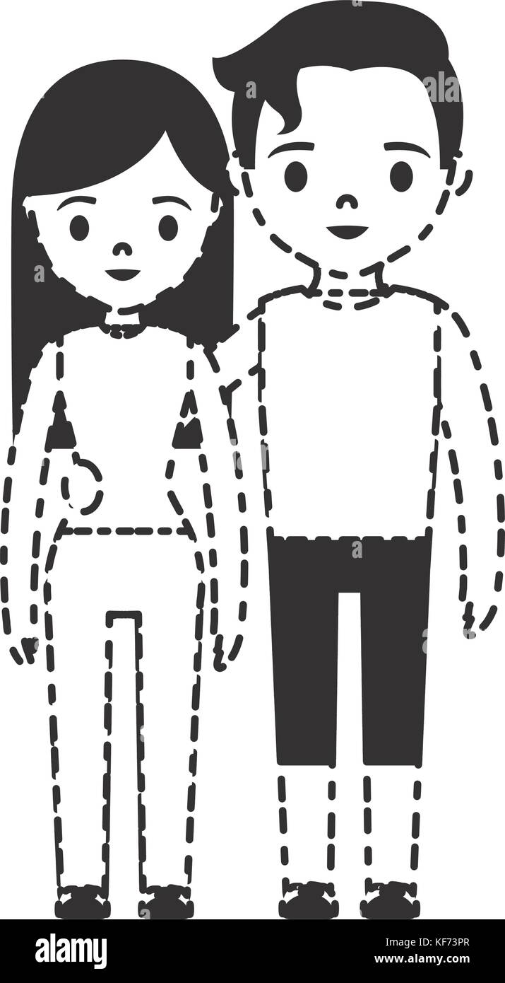 cartoon happy couple icon over white background vector illustration ...