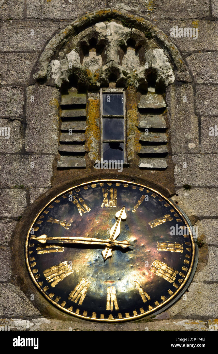 The window and clock face on the clock tower of saint just 13th century ...