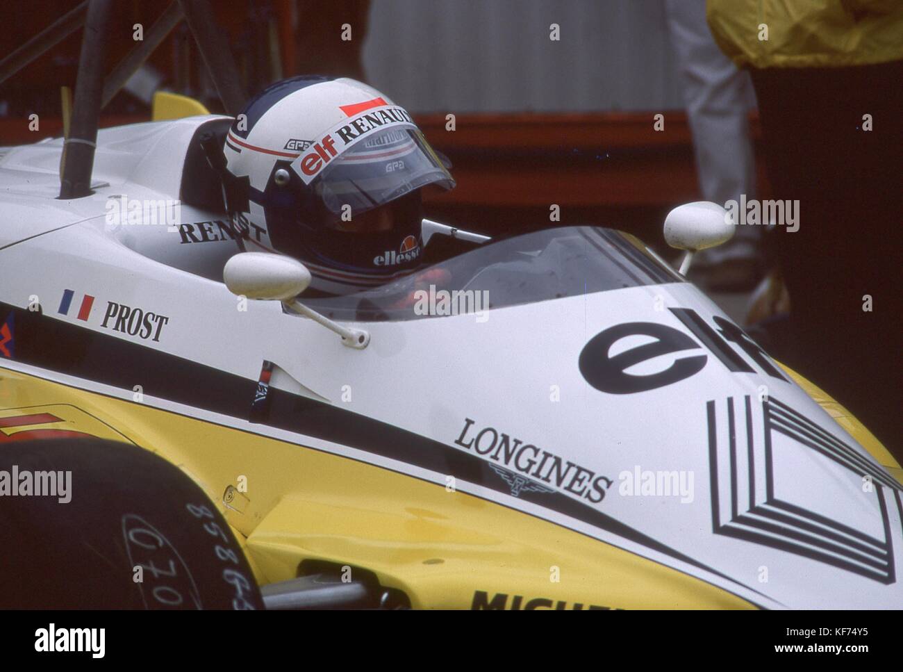 Alain Prost at the Canadian GP in 1982 prior to race. The F1 car is the ...
