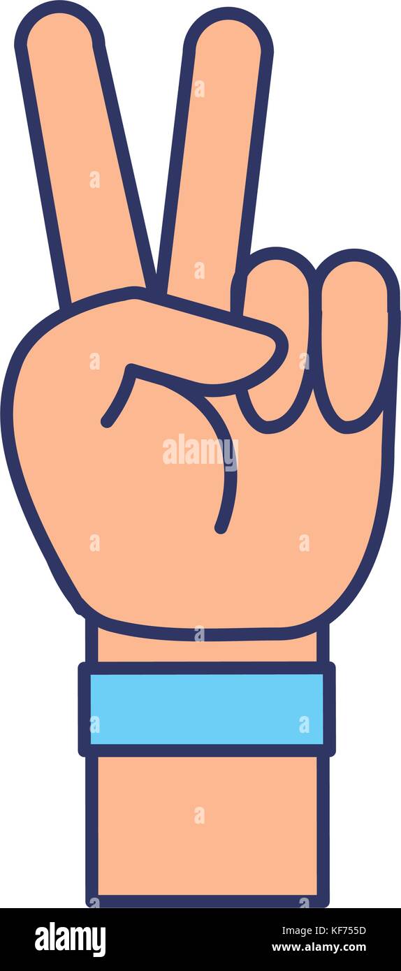 human hand with peace symbol icon over white background vector ...