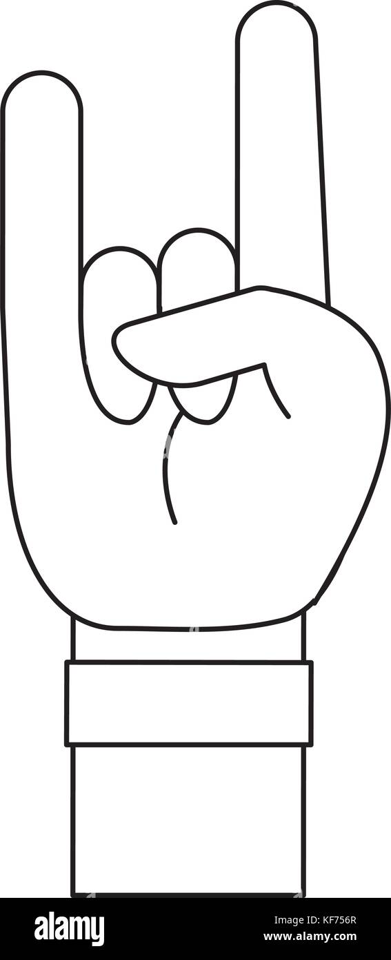 human hand with rock symbol icon over white background vector ...