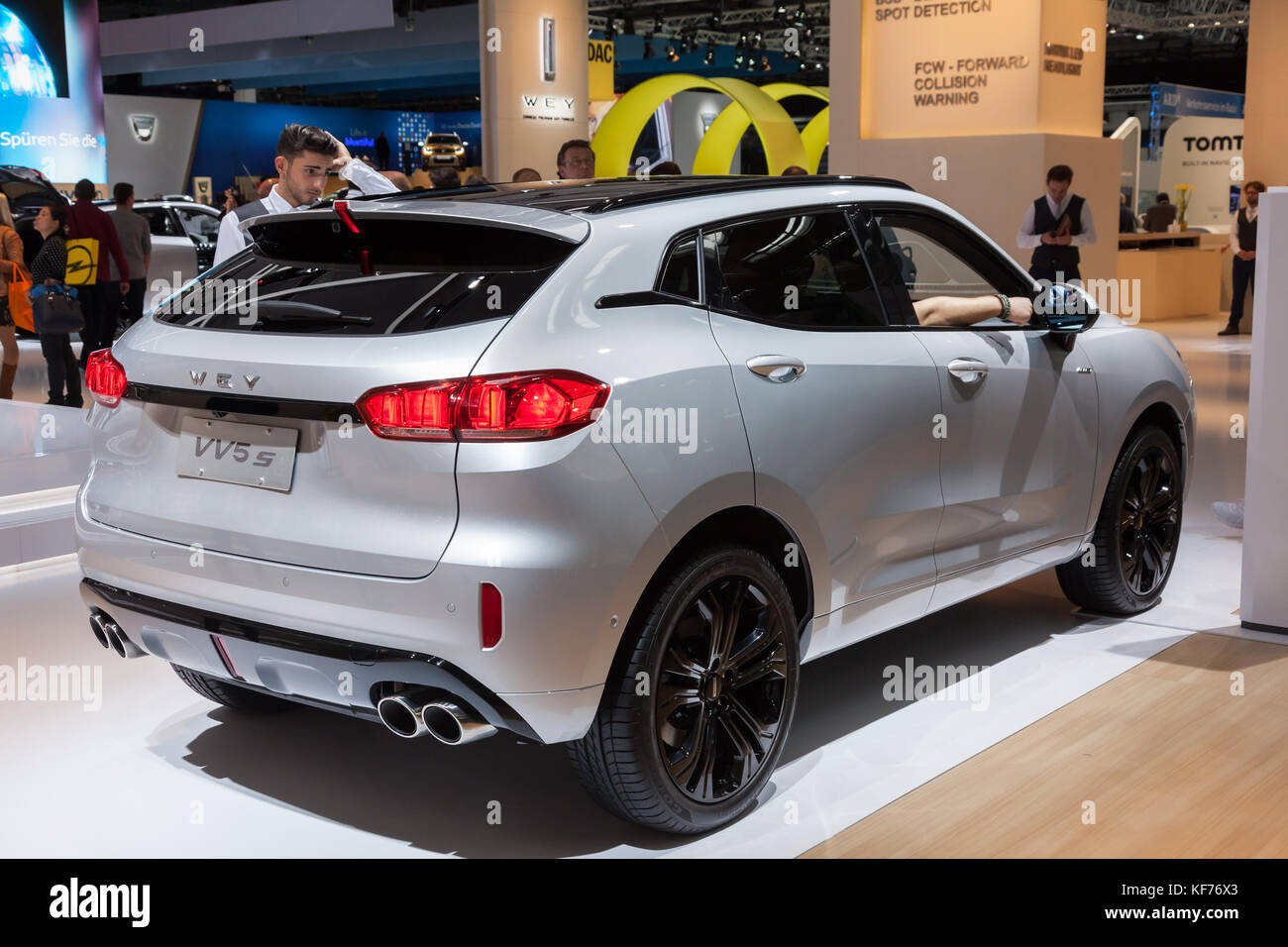 Frankfurt, Germany - Sep 20, 2017: New Chinese WEY VV5 luxury SUV presentation at the Frankfurt ...