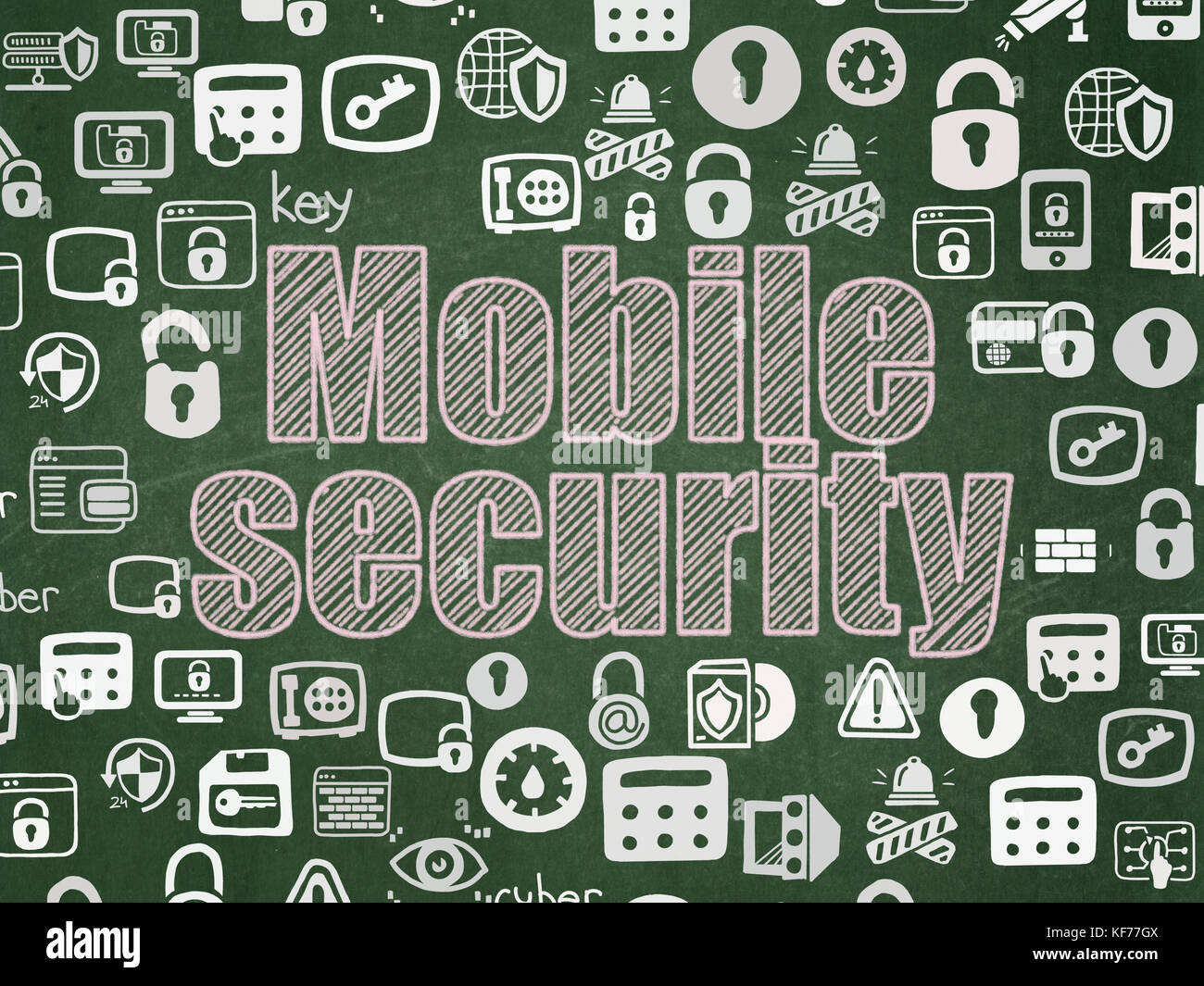Protection concept: Mobile Security on School board background Stock ...