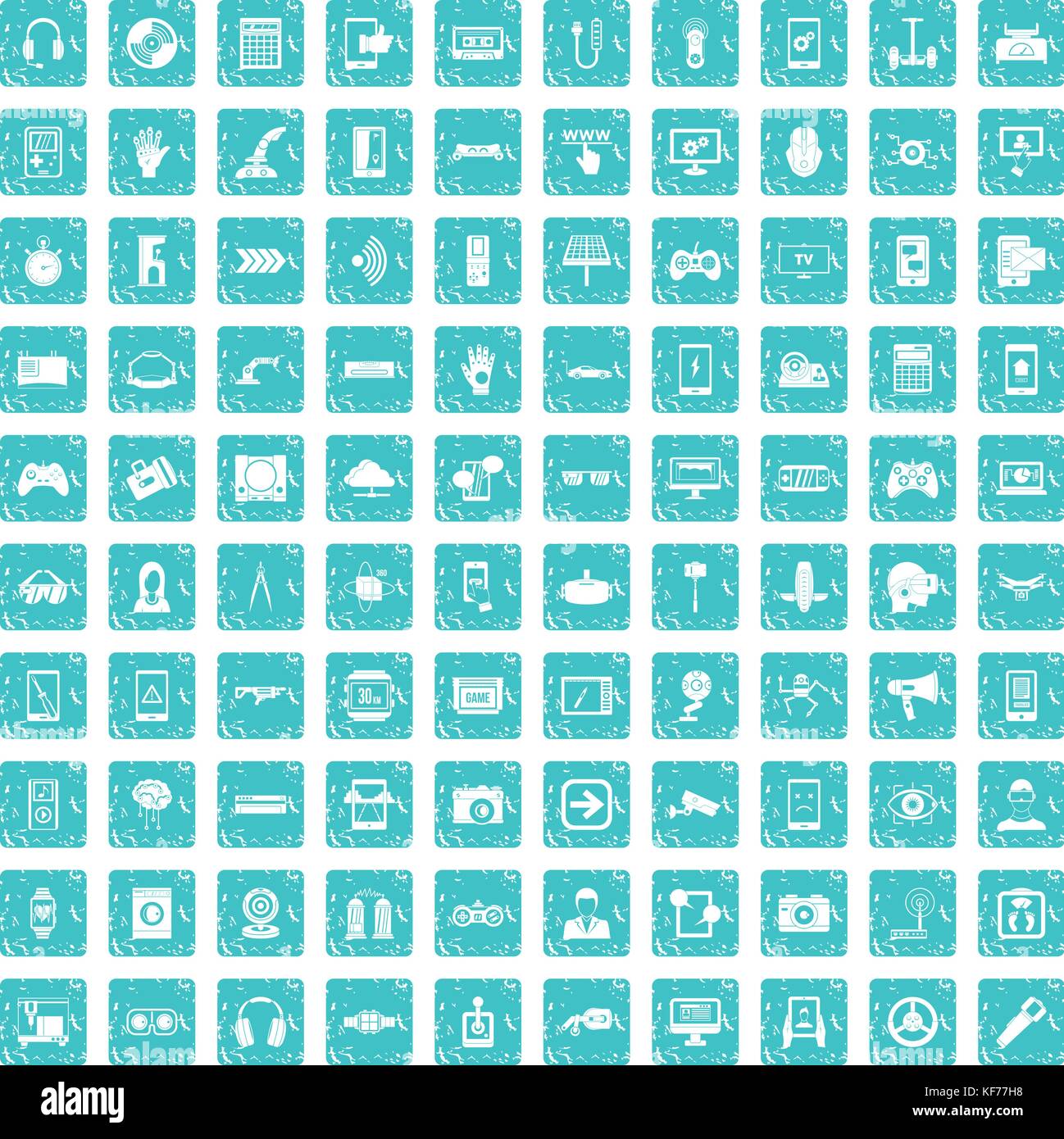 100 gadget icons set grunge blue Stock Vector Image & Art - Alamy