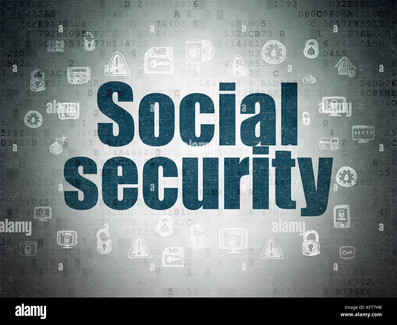 Protection concept: Social Security on Digital Data Paper background ...