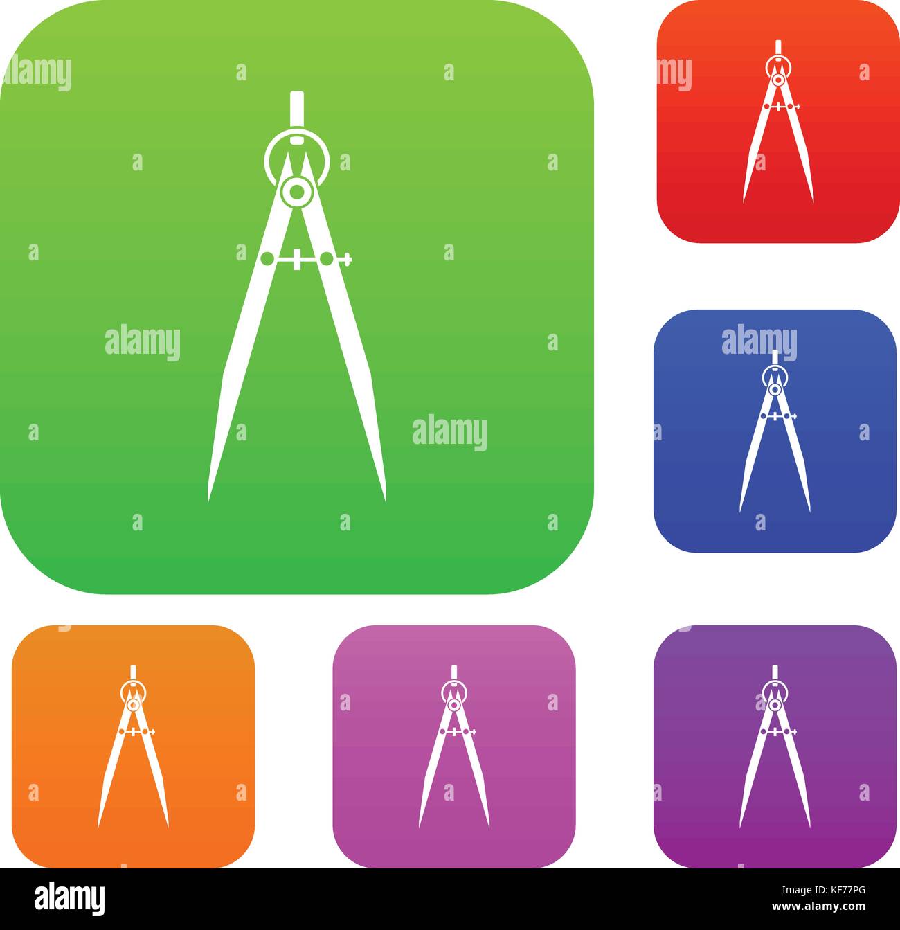 Compass for drawing and delineation set color collection Stock Vector ...