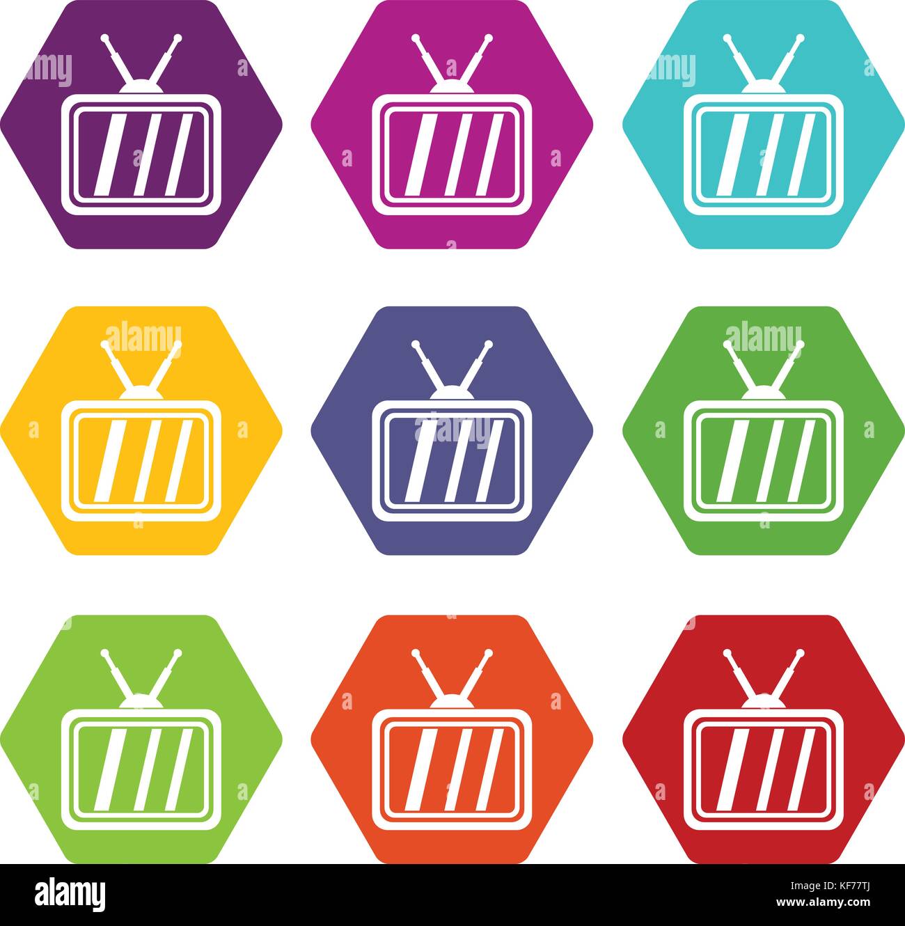 Retro TV icon set color hexahedron Stock Vector Image & Art - Alamy