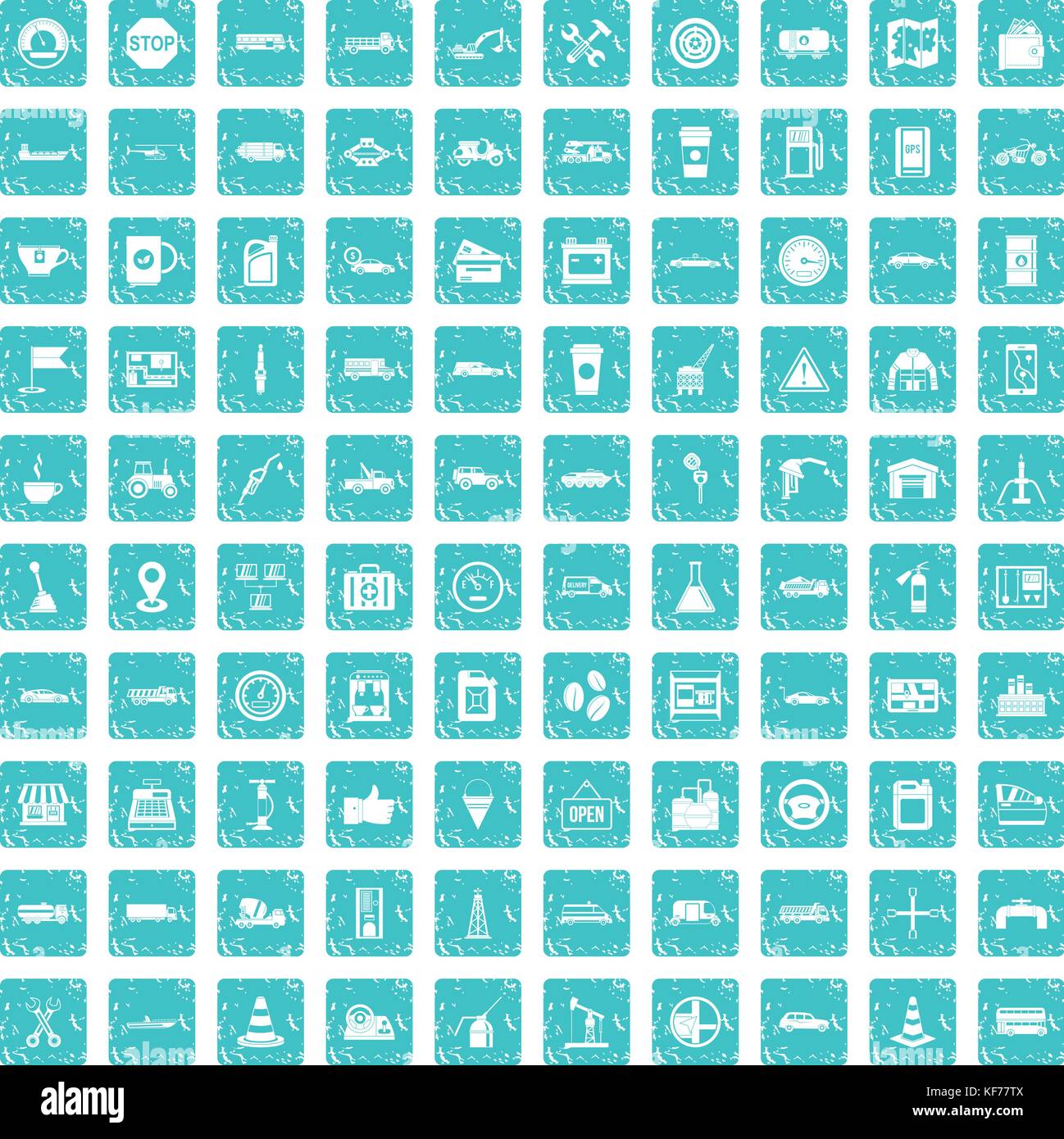 100 gas station icons set grunge blue Stock Vector Image & Art - Alamy
