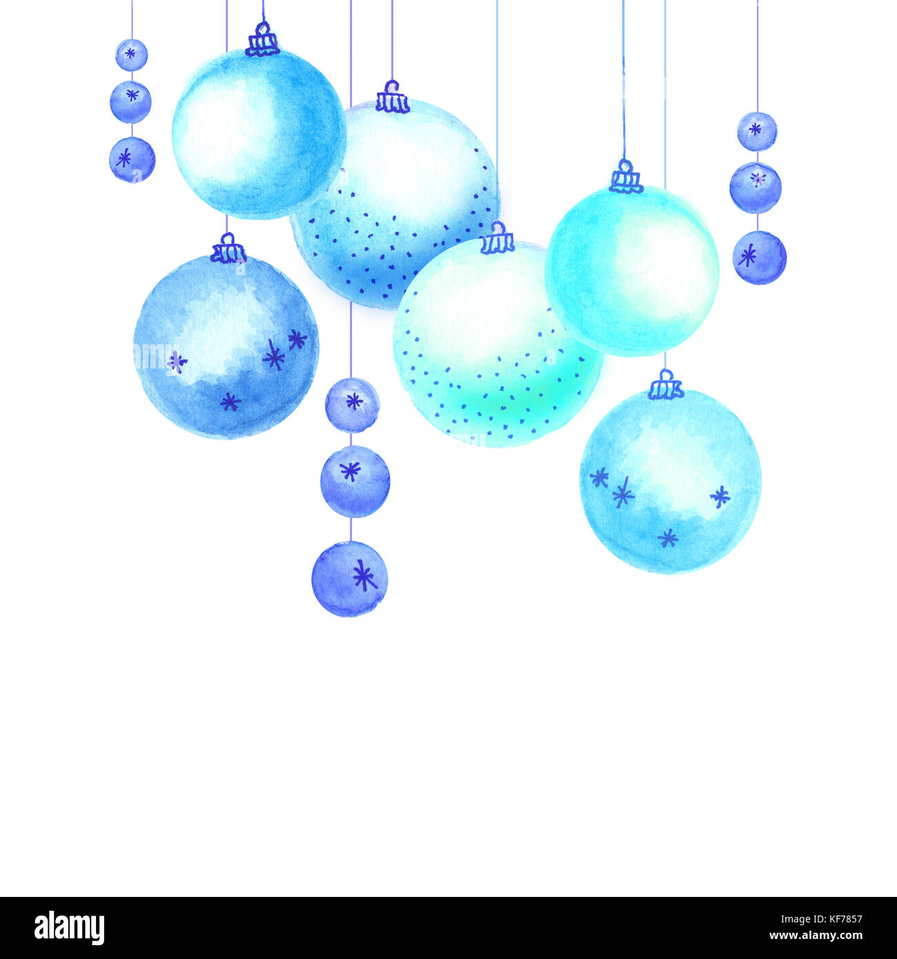 hanging blue watercolor Christmas balls Stock Photo - Alamy