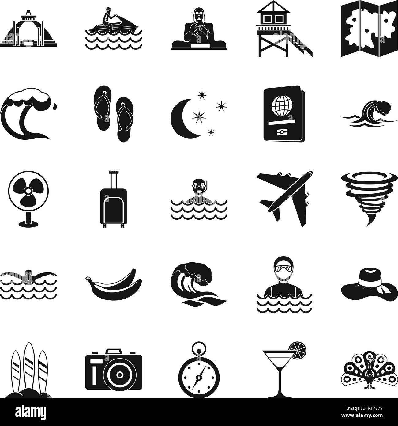 Rest on the ocean icons set, simple style Stock Vector Image & Art - Alamy