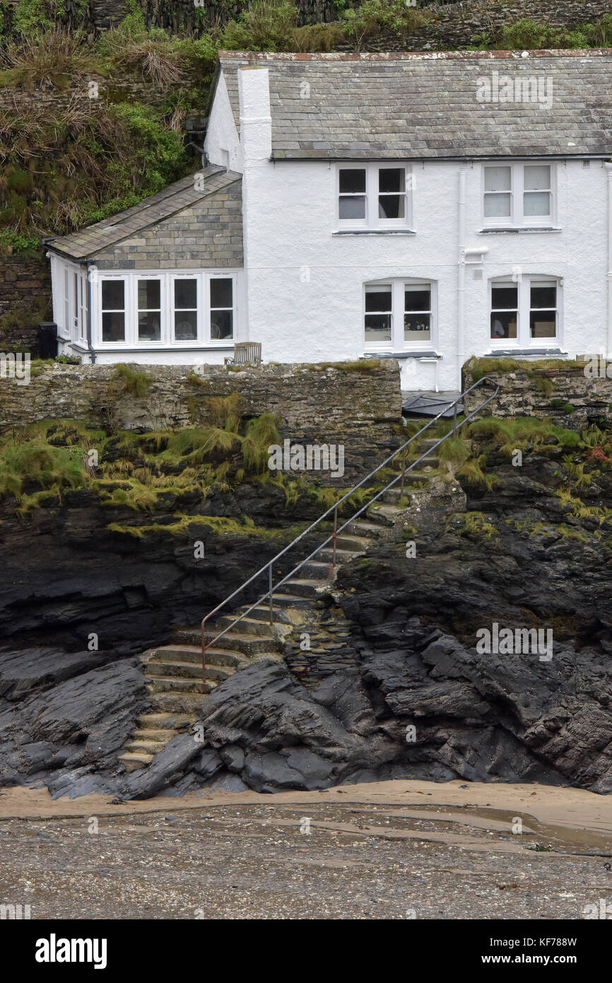 a beautiful Cornish seaside coastal cottage on the beach with a set of ...