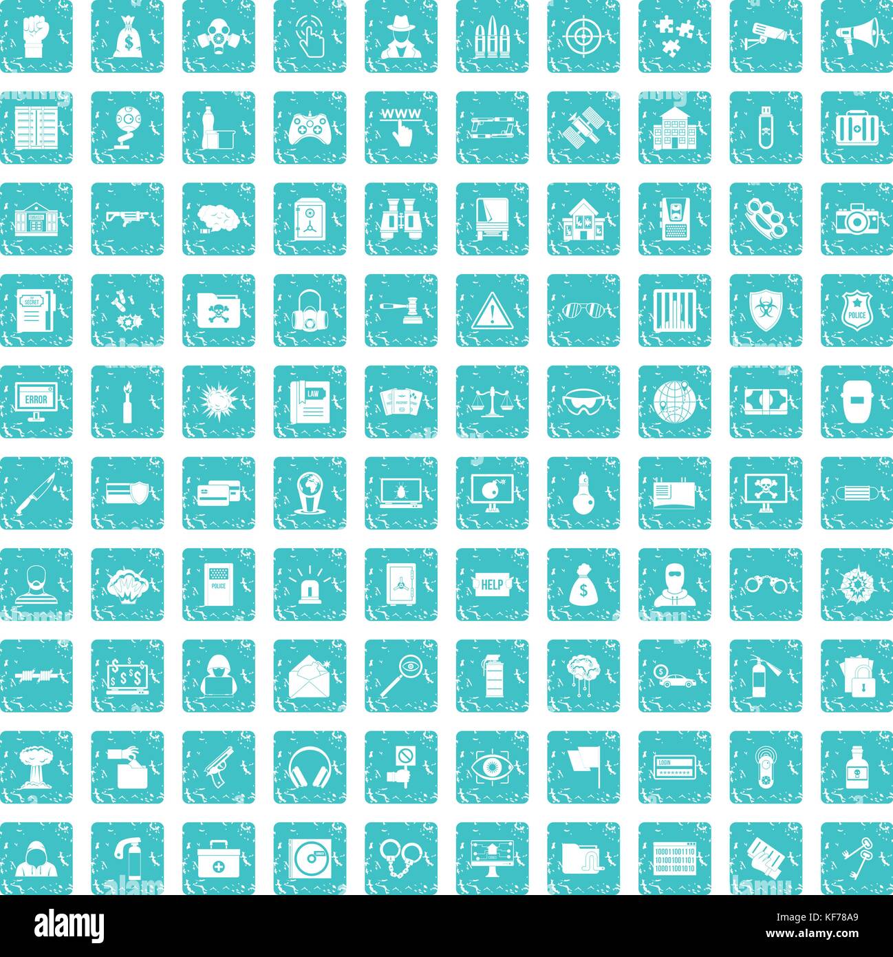 100 hacking icons set grunge blue Stock Vector Image & Art - Alamy