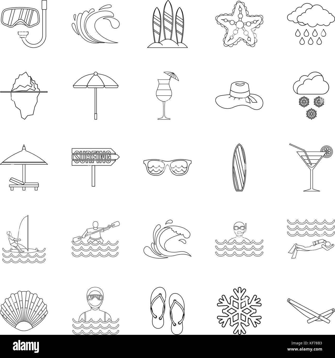 Coastal place icons set, outline style Stock Vector Image & Art - Alamy