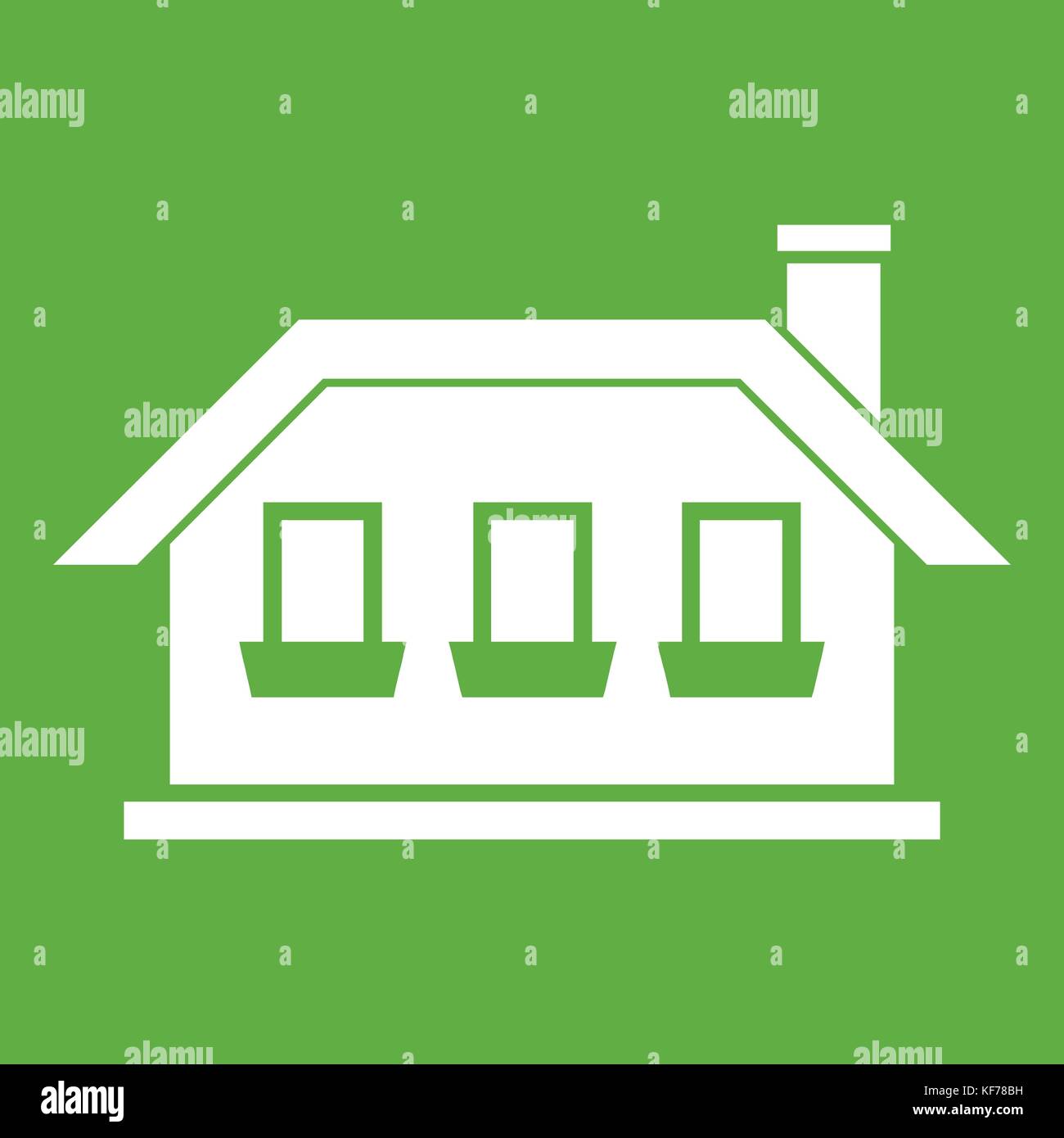 One-storey house with three windows icon green Stock Vector Image & Art ...