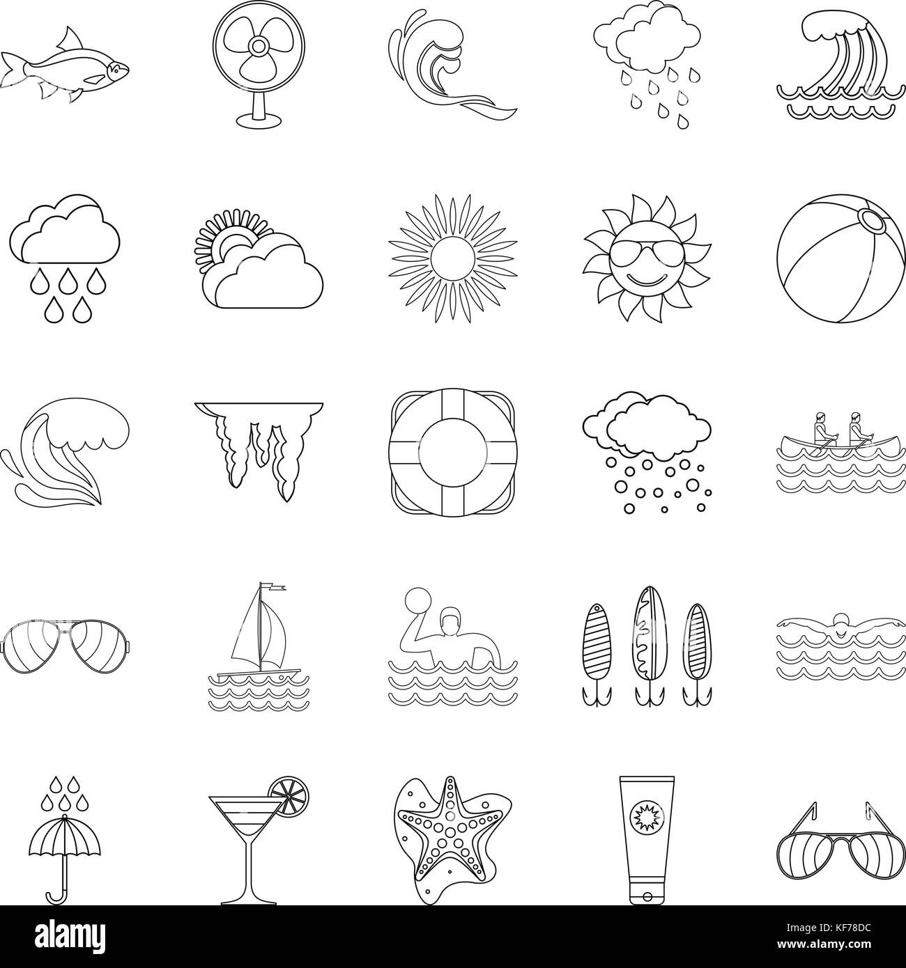 Island life icons set, outline style Stock Vector Image & Art - Alamy
