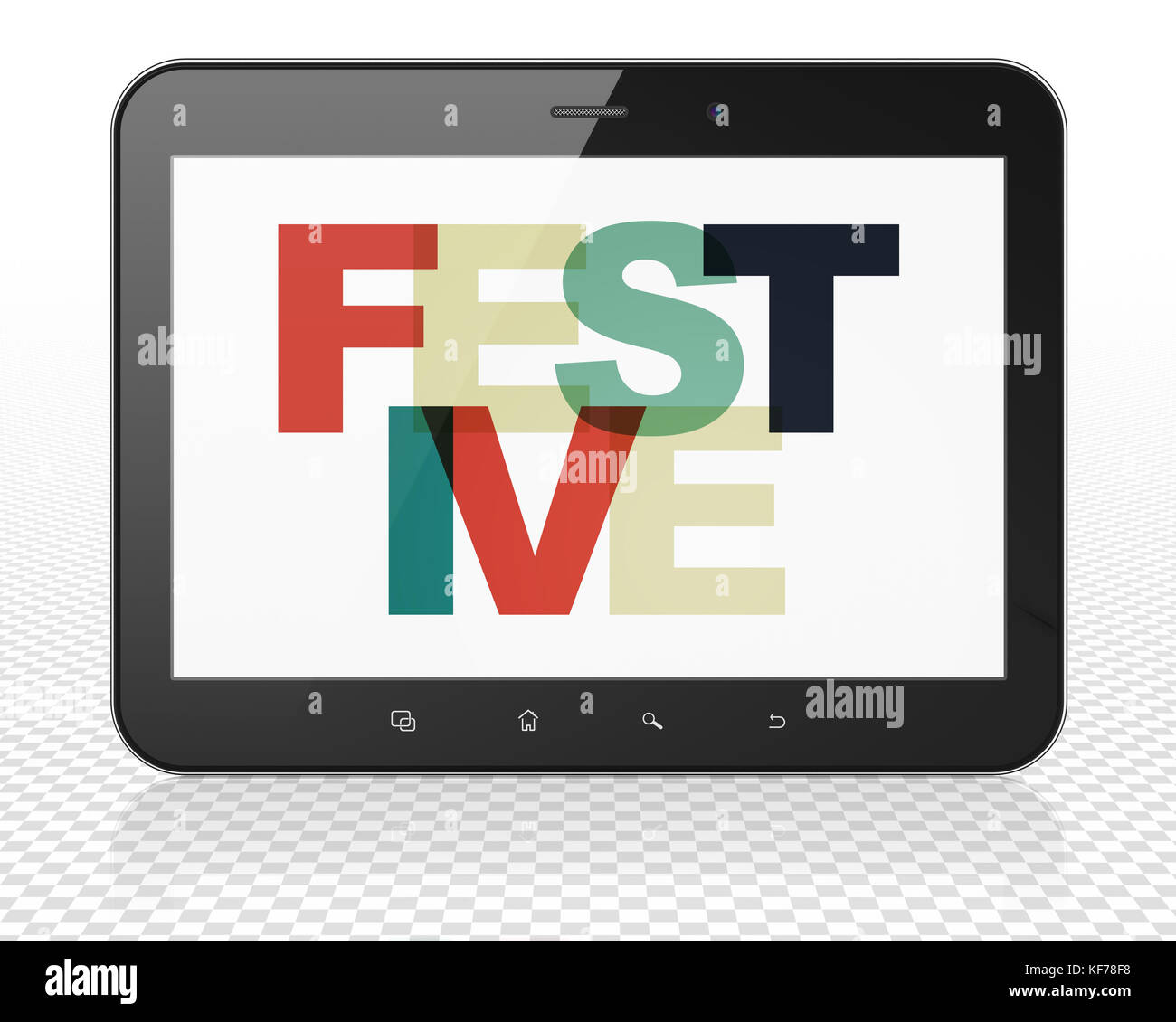 Holiday concept: Tablet Pc Computer with Festive on display Stock Photo ...