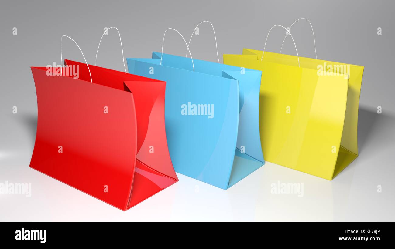 Colored shopping bags - 3D rendering Stock Photo - Alamy