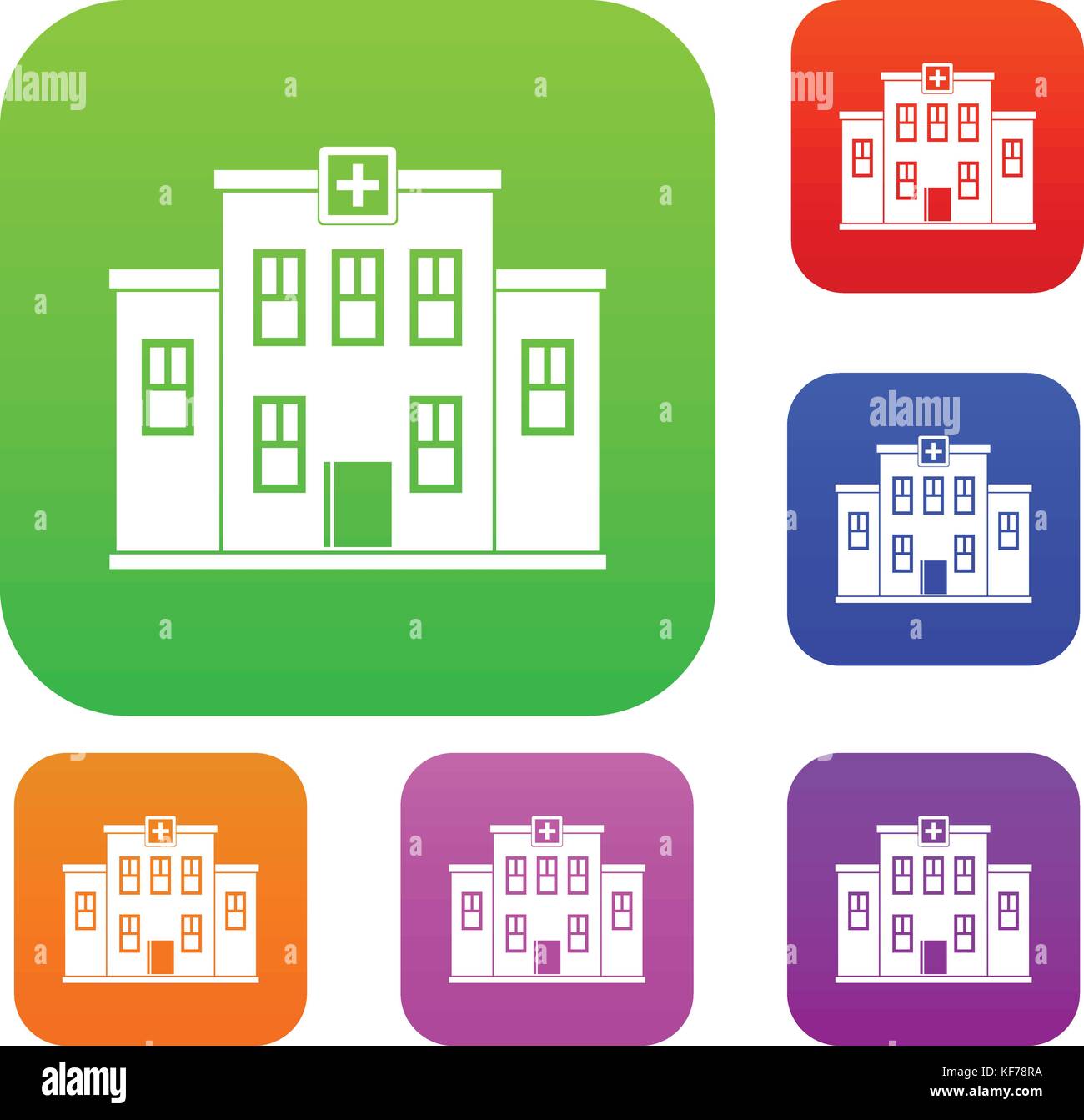 City hospital building set color collection Stock Vector Image & Art ...