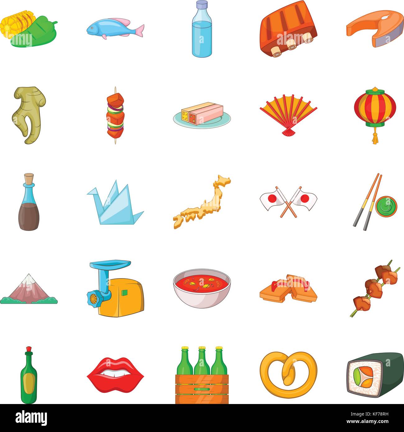 European food icons set, cartoon style Stock Vector Image & Art - Alamy