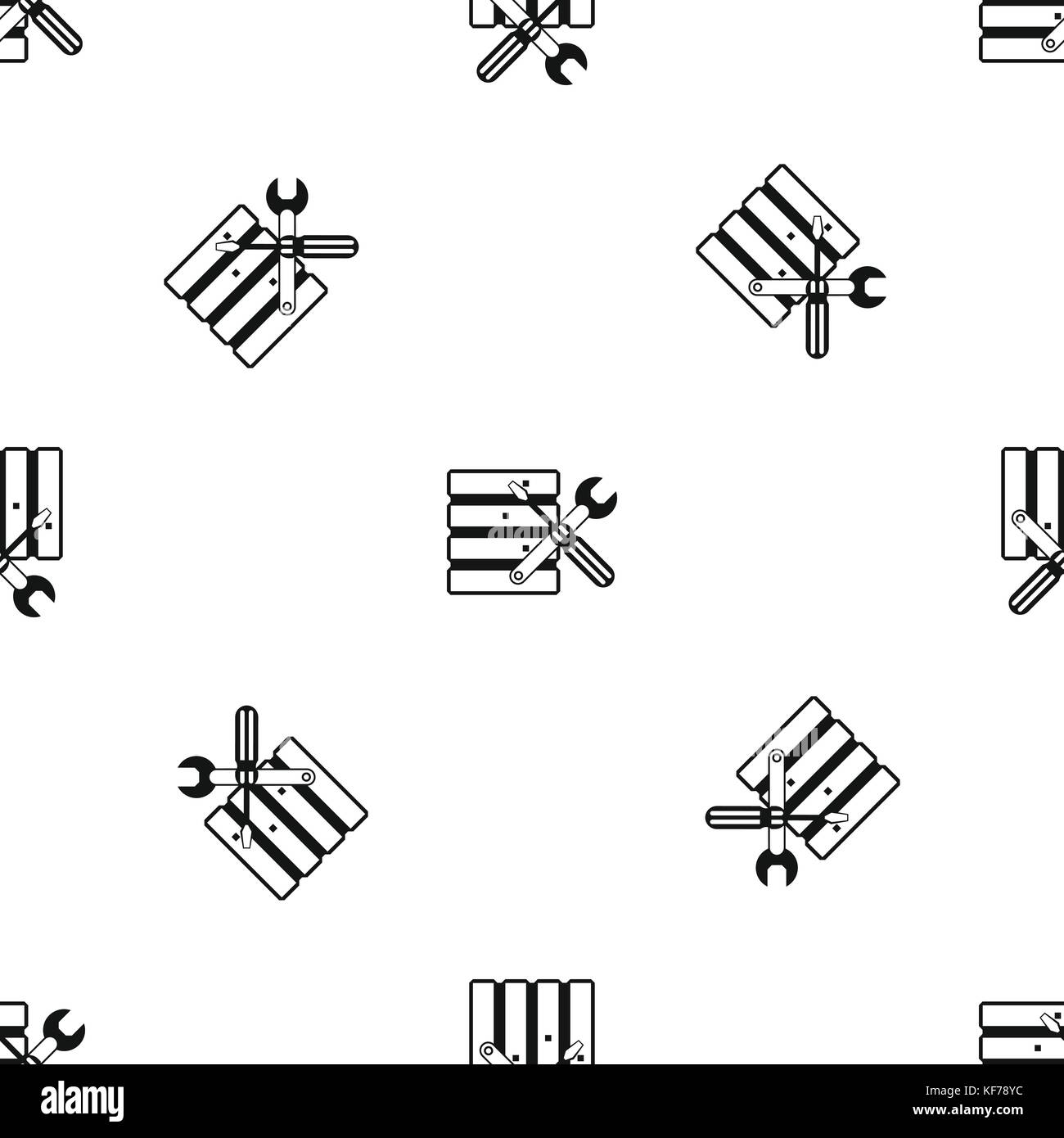 Database with screwdriverl and spanner pattern seamless black Stock ...