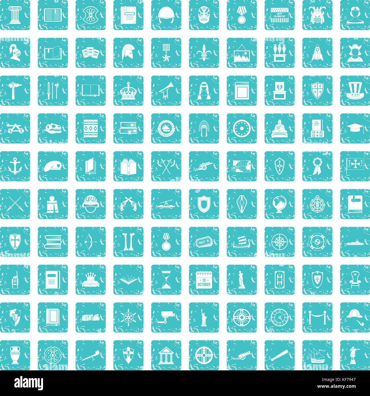 100 history icons set grunge blue Stock Vector Image & Art - Alamy