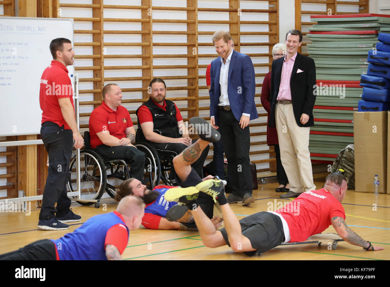 Prince Harry and Prince Joachim of Denmark watch a Rolling Floorball ...