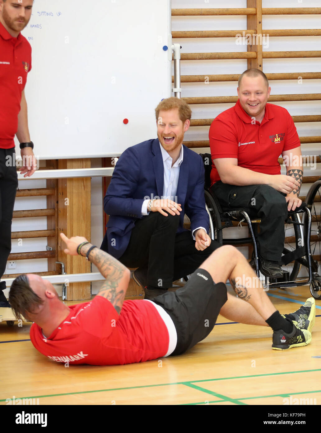 Prince Harry watches a Rolling Floorball match, a sport invented by ...