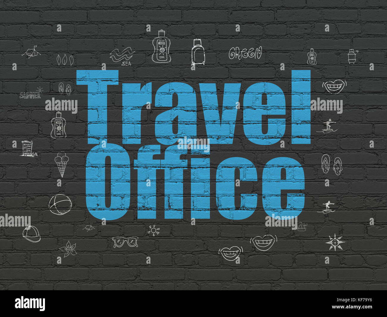 Travel concept: Travel Office on wall background Stock Photo - Alamy
