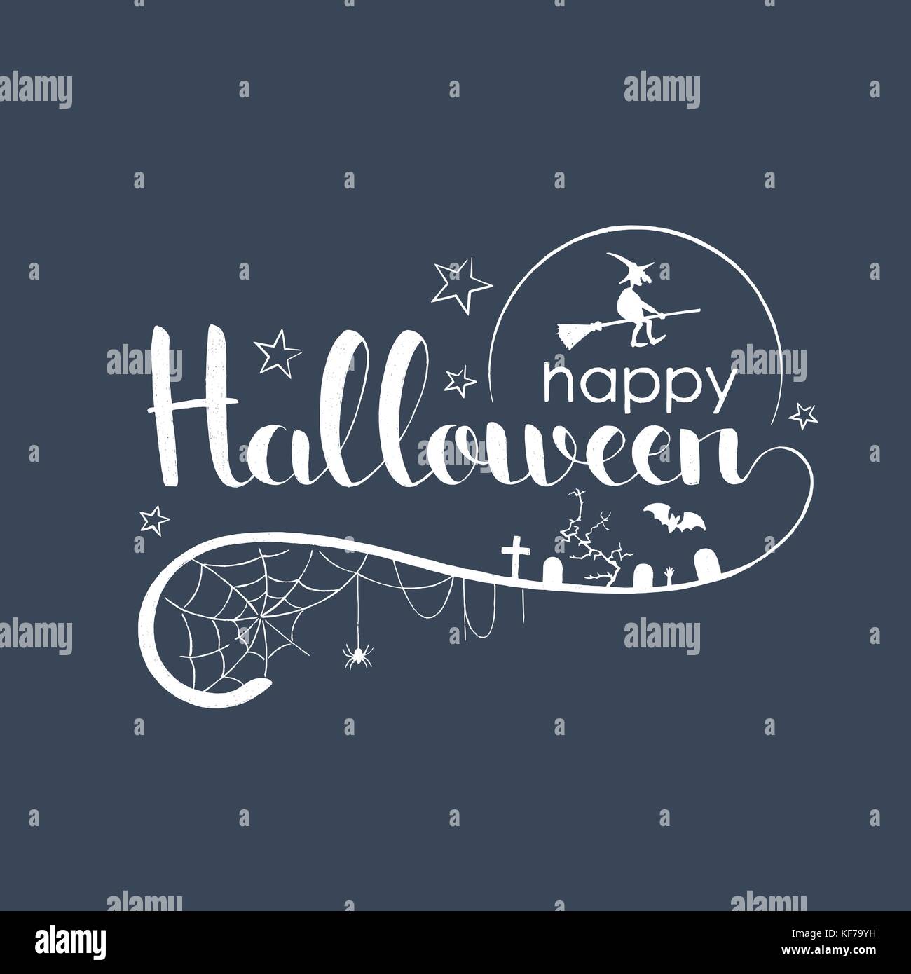 Happy Halloween handwritten lettering. Modern vector hand drawn ...
