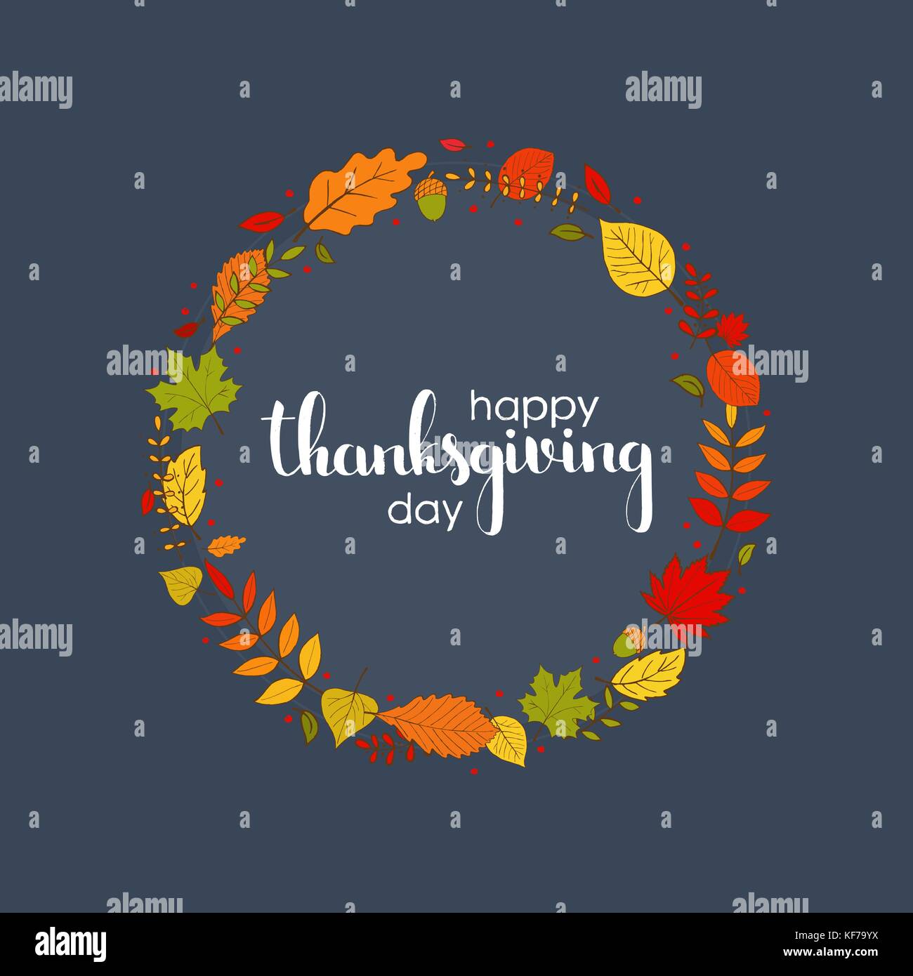 Happy Thanksgiving Day handwritten lettering. Modern vector hand drawn calligraphy with autumn ...