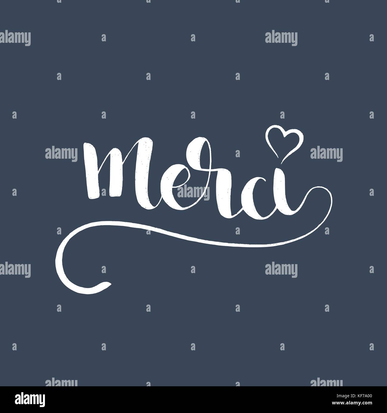 Merci handwritten lettering. Thank you phrase in French language ...