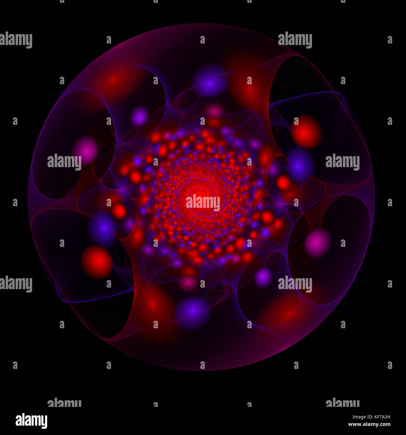 Fractal illustration of a colorful sphere isolated on a black ...