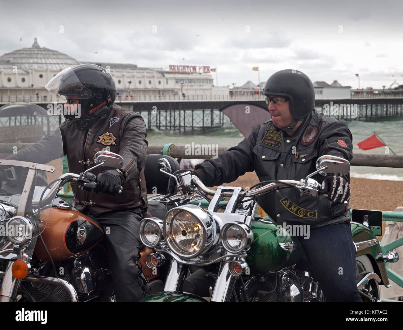 Two bikers down in Brighton for the day Stock Photo - Alamy