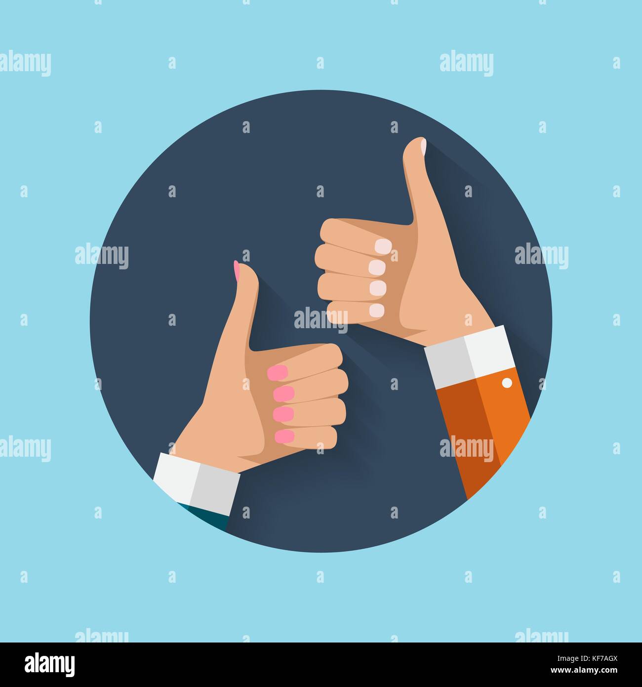 Flat Design Thumbs Up Icon Background . Vector Illustration Stock ...