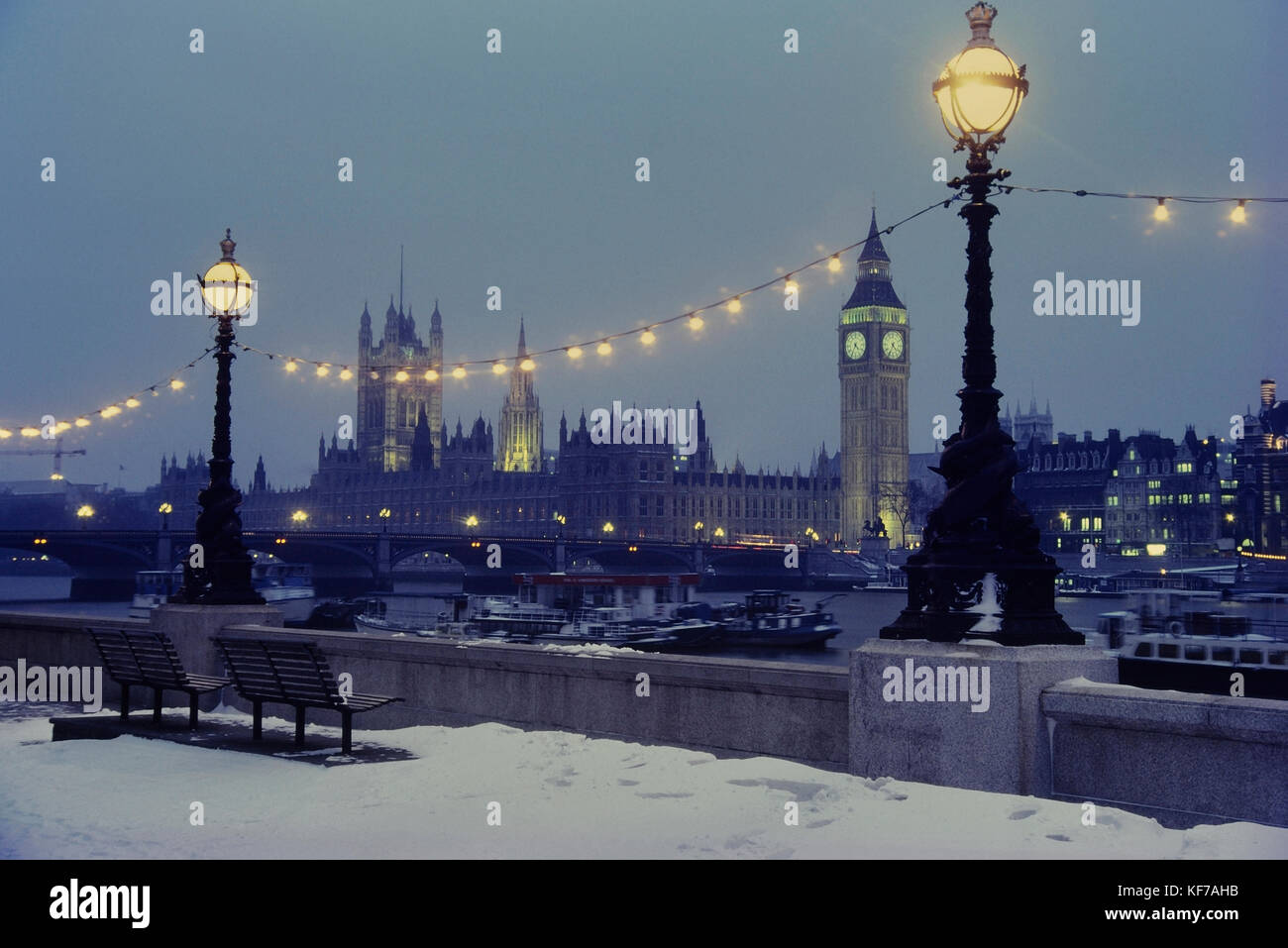 Snowfall at The Palace of Westminster, London, England, UK Stock Photo ...