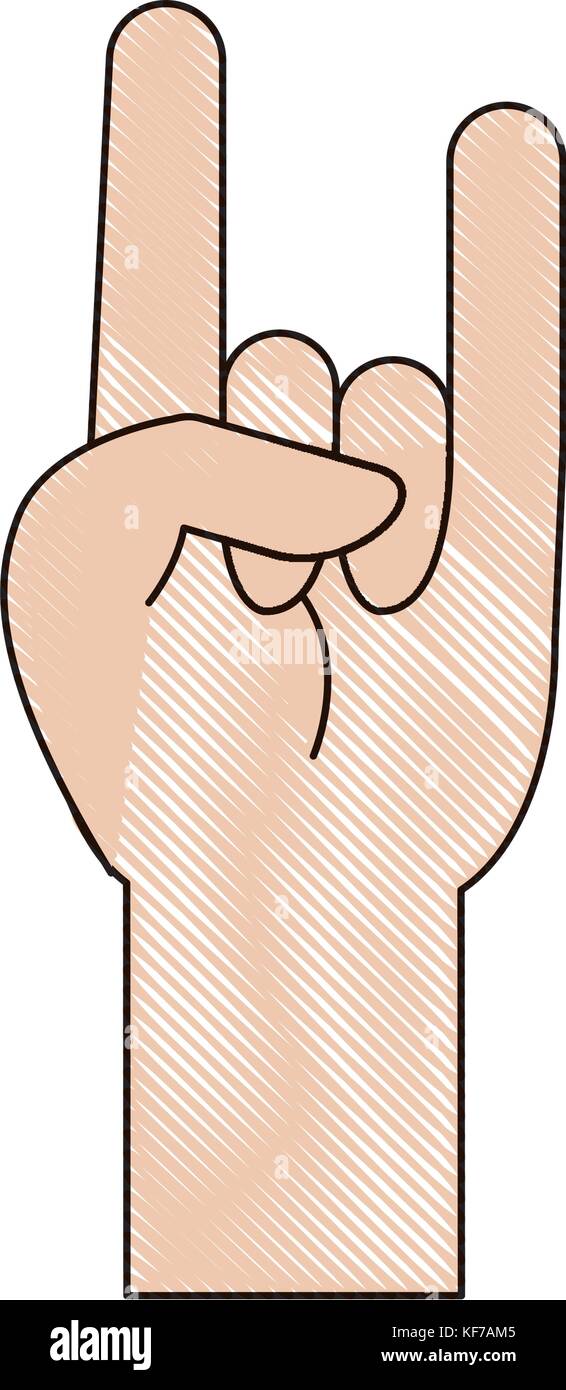 human hand with rock symbol icon over white background vector ...