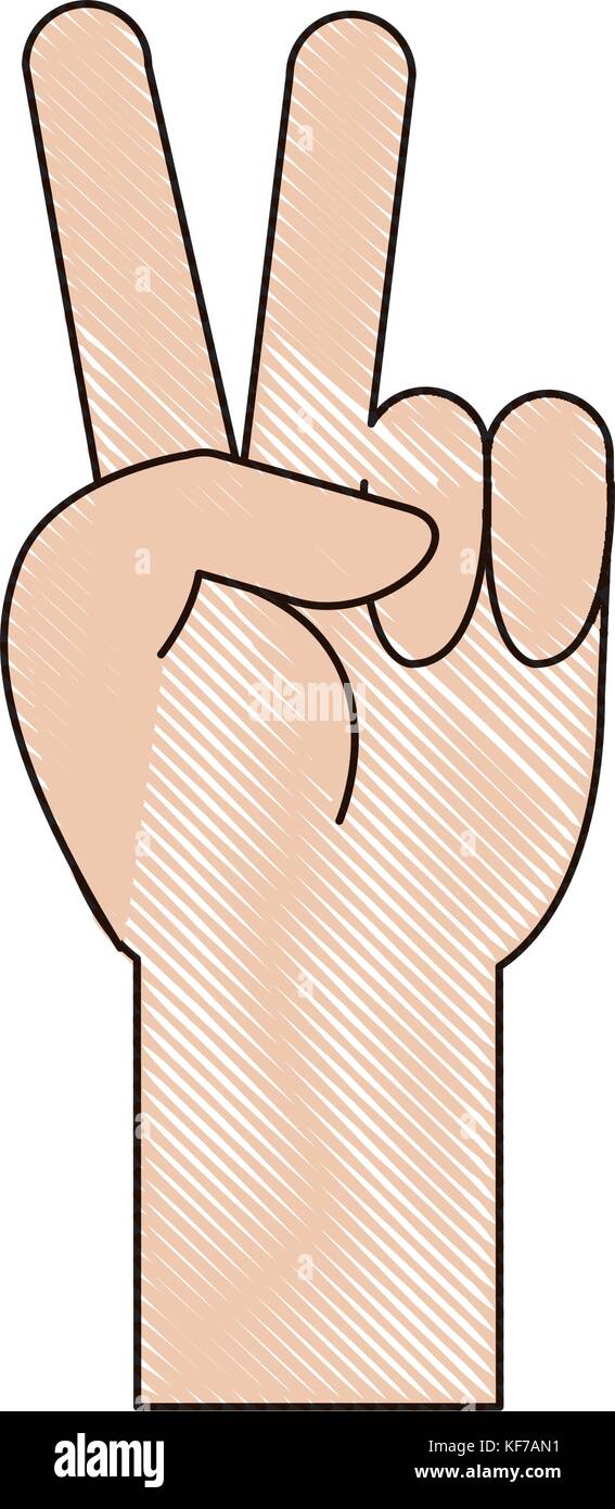 human hand with peace symbol icon over white background vector ...