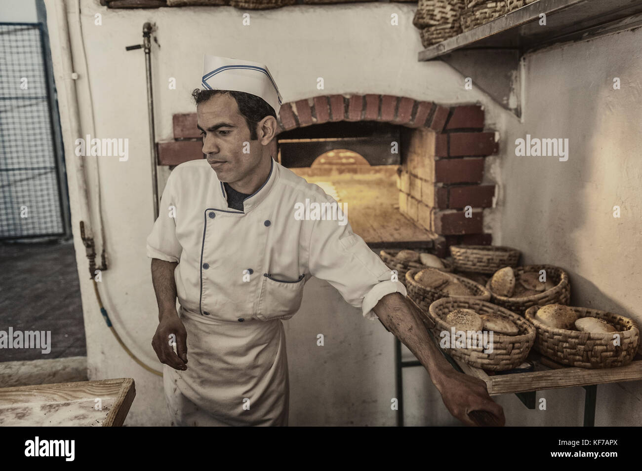 Bread Making At The Bakery At Haret Jdoudna, Madaba, Jordan, Middle ...