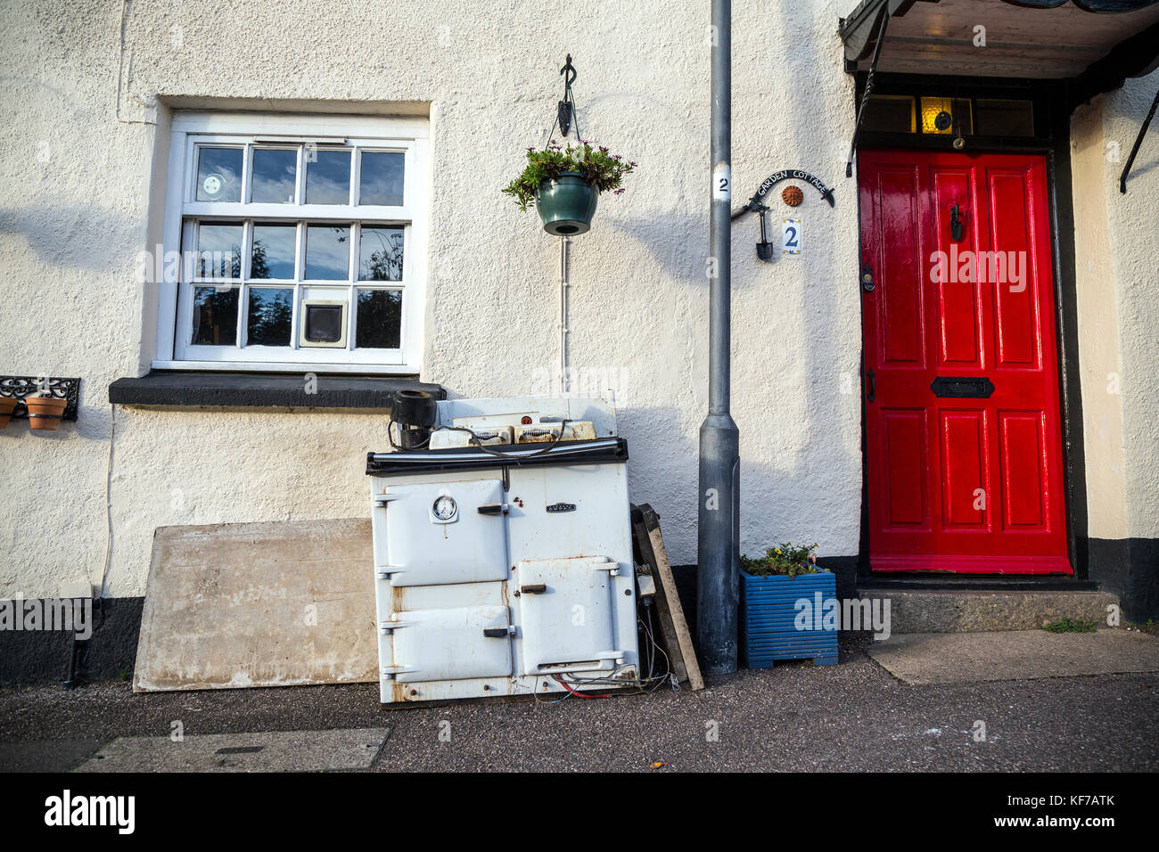 old Aga outside village cottage,remote communities,British countryside ...