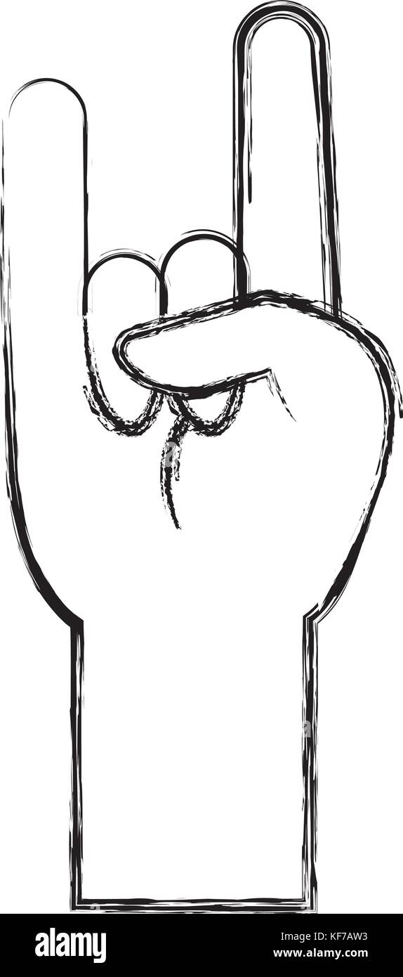 human hand with rock symbol icon over white background vector ...