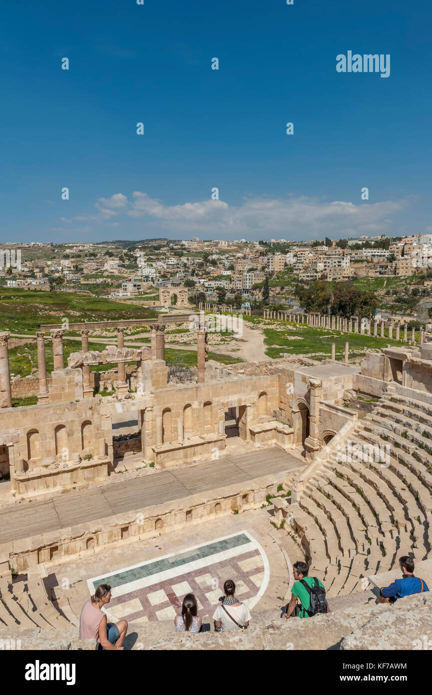 Ruins of the North Theatre of the ancient city of Jerash, Jordan Stock ...