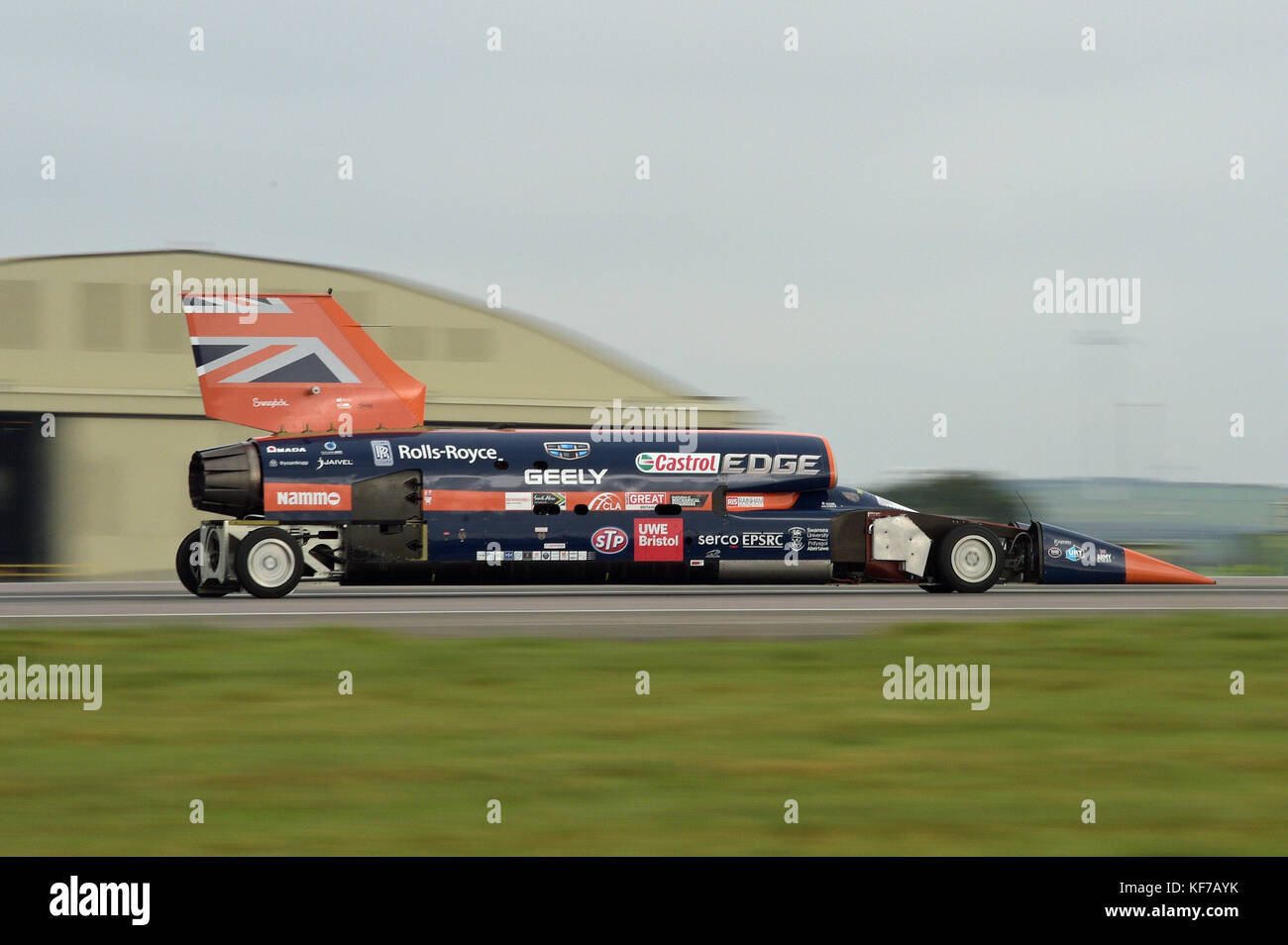 The Bloodhound 1,000mph supersonic racing car during its first public ...