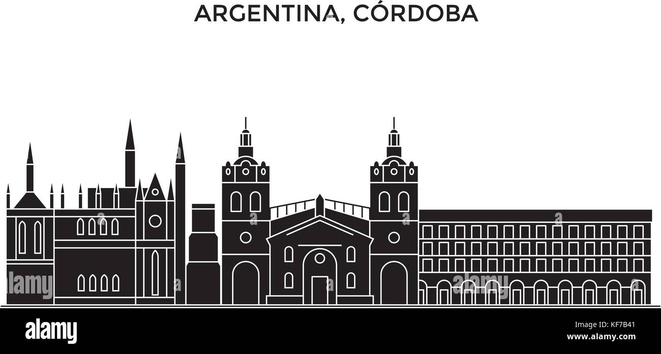 Argentina, Cordoba architecture vector city skyline, travel cityscape ...