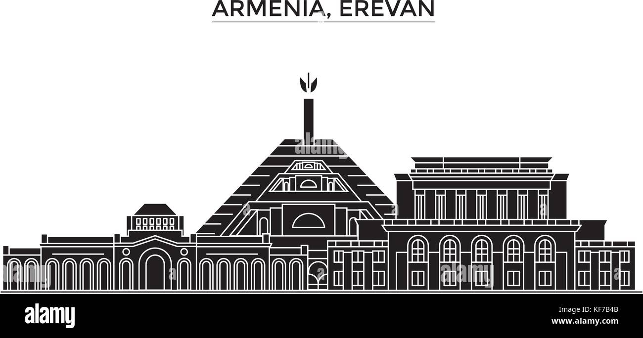 Armenia, Erevan architecture vector city skyline, travel cityscape with ...