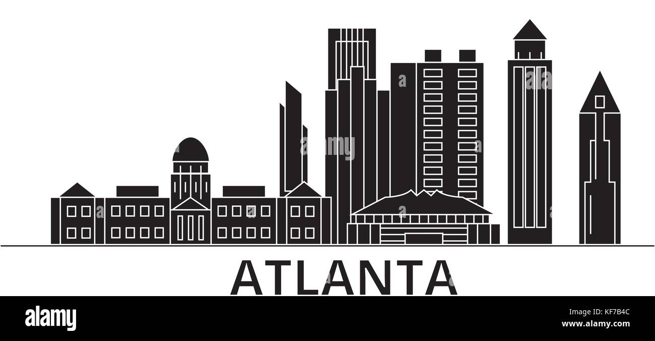 Atlanta architecture vector city skyline, travel cityscape with ...