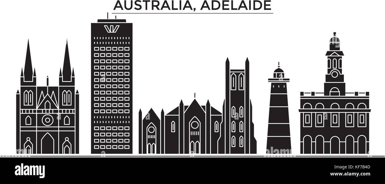 Australia, Adelaide architecture vector city skyline, travel cityscape ...