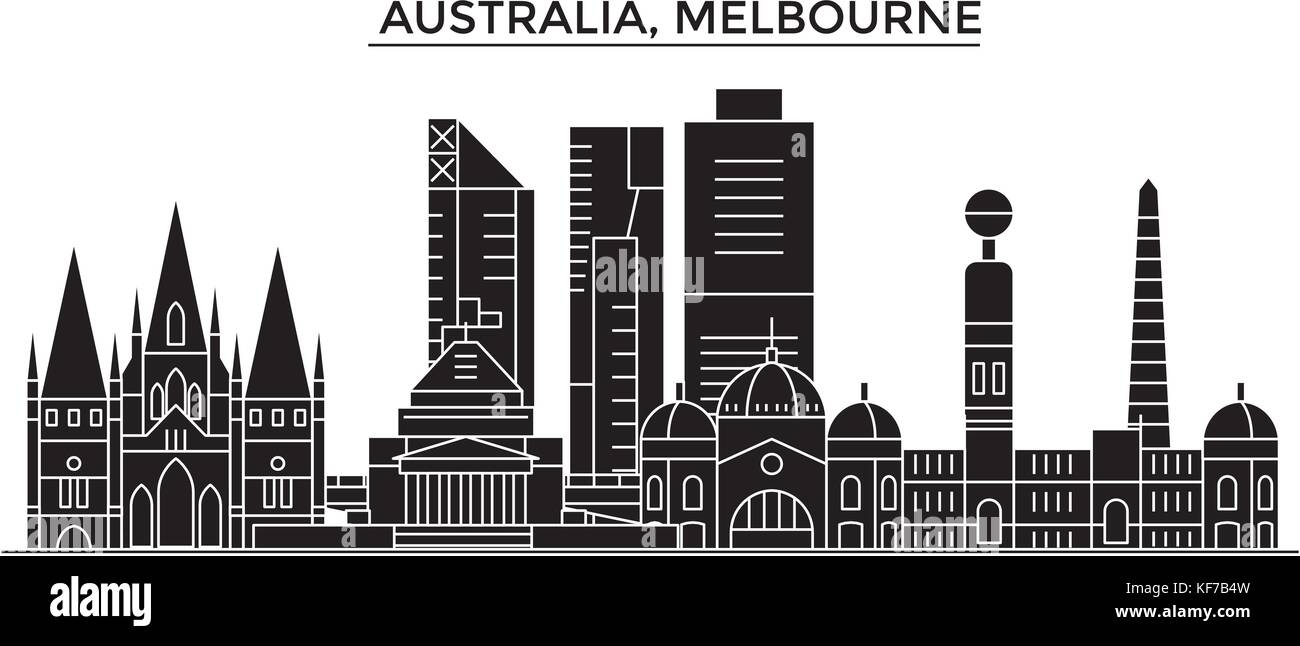 Australia, Melbourne architecture vector city skyline, travel cityscape ...