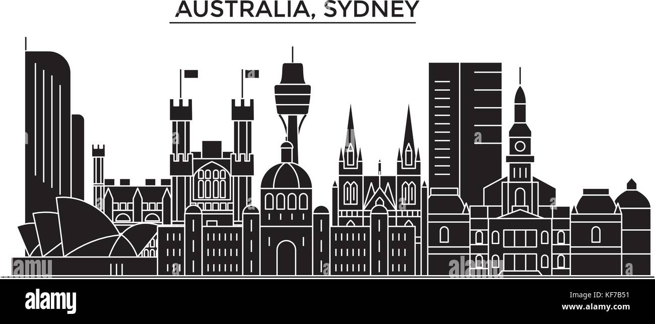 Australia, Sydney architecture vector city skyline, travel cityscape ...