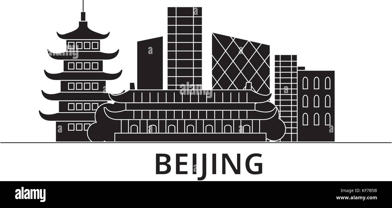 Beijing architecture vector city skyline, travel cityscape with ...