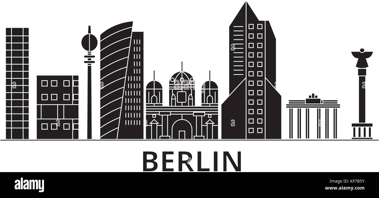 Berlin architecture vector city skyline, travel cityscape with ...
